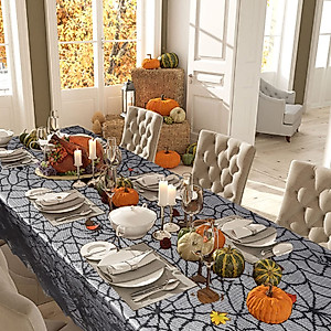 HOVEOX 1 Pack Halloween Tablecloth Halloween Spider Web Tablecloth Table Cover Black Lace Spider Web Table Cover for Halloween Party Decorations