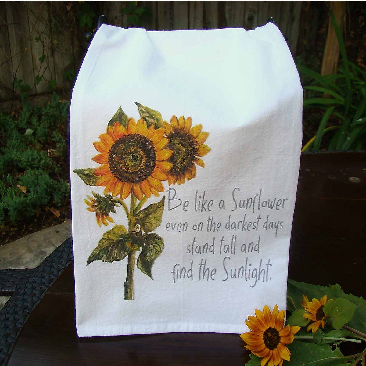Be like a Sunflower tea towel handmade