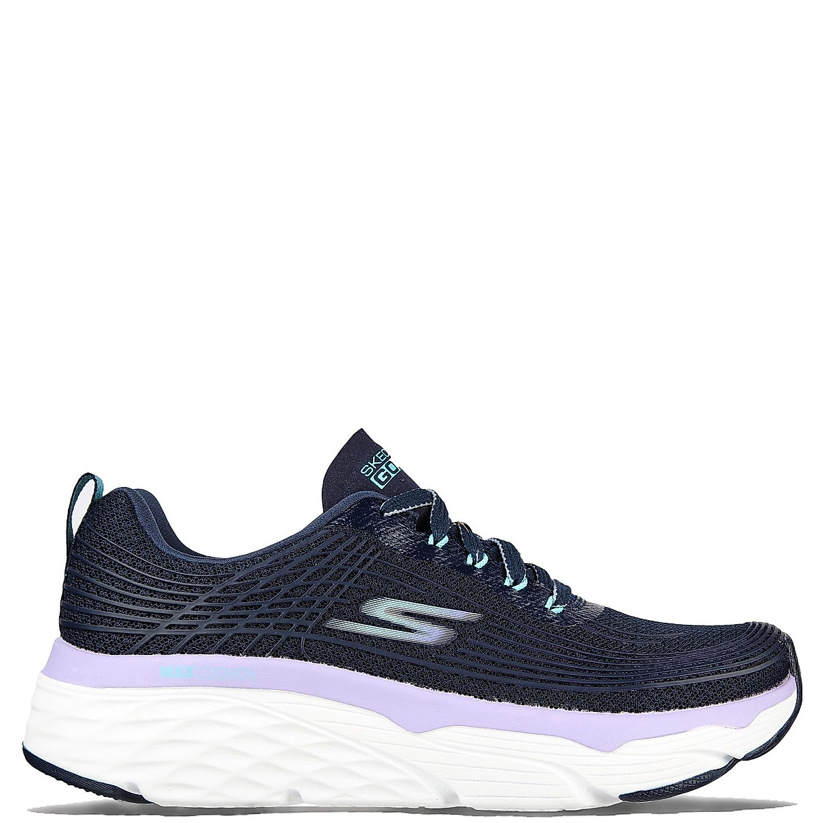 Skechers Women's Max Cushioning Elite Running Walking Sneaker, Navy/Lavender, 8 Wide