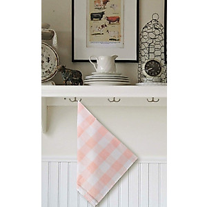 Buffalo Plaid Kitchen Towel Set - 4 Pack 20 x 30 Inch Heavy Duty Dish Towels - Pink and White Oversized Buffalo Check Towels with Hanging Loops - 100% Absorbent CottonFast Drying Dish Cloth Set