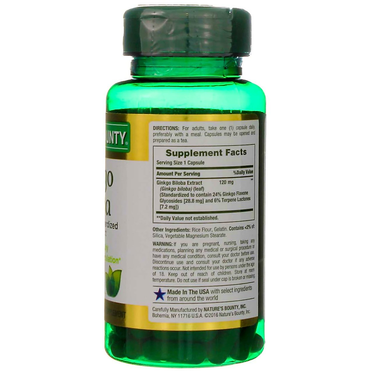 Nature's Bounty Ginkgo Biloba Capsule 120 mg 100 ea