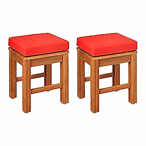 Amazon Aware FSC Certified (FSC N004130) Outdoor Patio Stools with Cushions, Acacia Wood, Set of 2, Natural Finish