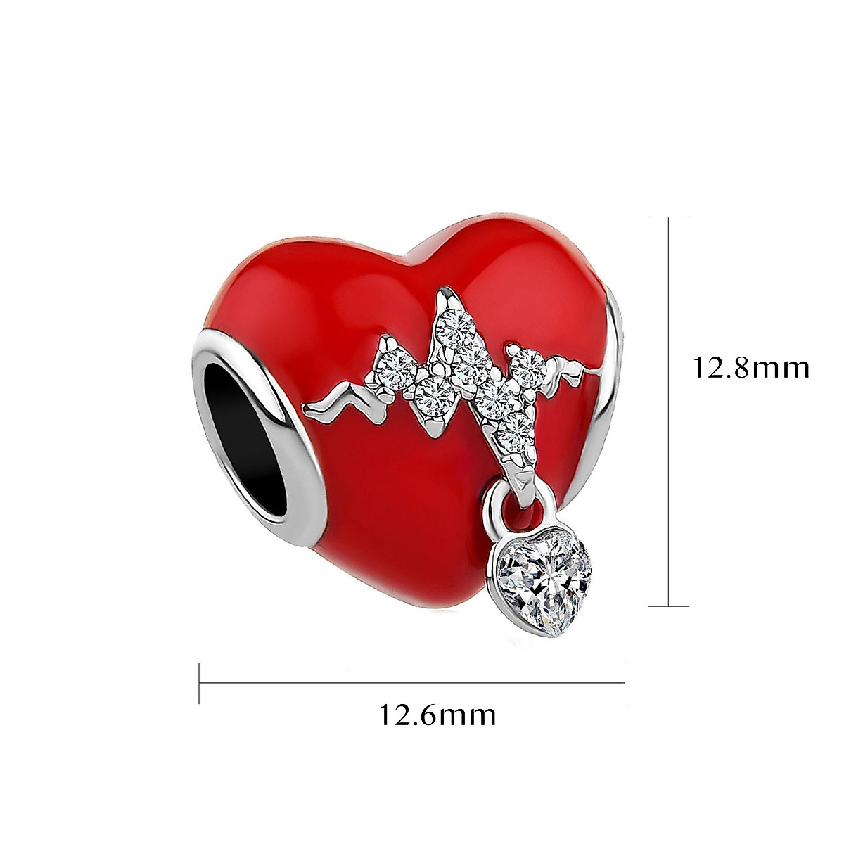 Chili Jewelry Heart Love Heartbeat Charms Electrocardiogram ECG Beads Compatible With Pandora Charms Bracelets