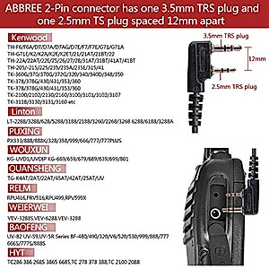 BAOFENG ABBREE Original Air Acoustic Tube Walkie Talkie Earpiece 2-Pin Detachable Two Way Radio Headset Compatible with Ham Radio UV5R UV-82 BF-888S BF-F8HP Series(1Pack)