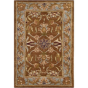 SAFAVIEH Heritage Collection Accent Rug - 2' x 3', Brown & Blue, Handmade Traditional Oriental Wool, Ideal for High Traffic Areas in Entryway, Living Room, Bedroom (HG812A)