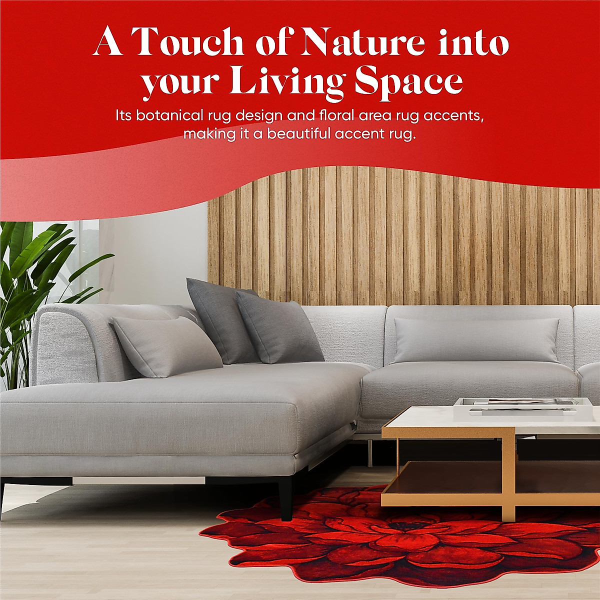 Flower Rug 2ft Round Area Rugs Cute Plush Flower Shaped Rug Circle Girly for Bedroom Floor Living Room Carpet 301 Red