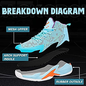 CJSPORX Zapatos de Basketball Breathable Non Slip Outdoor Fashion Sneakers Blue-2 Size 10