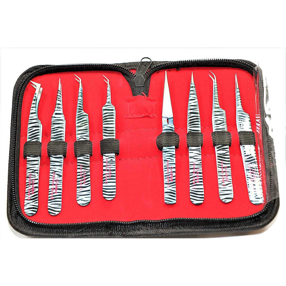Jewelry Tweezers W/Zebra Pattern 8pcs Set Hand Nipper Repair Tweezers Tool Diy (Cynamed)