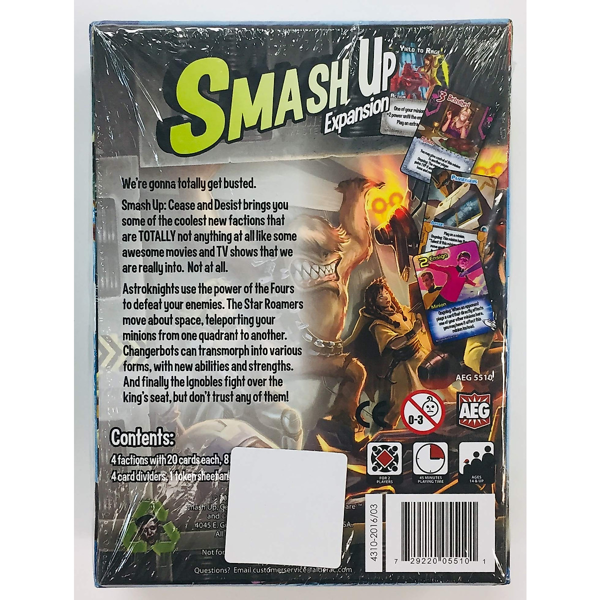 AEG Smash Up: Cease & Desist Card Game Expansion | Astroknights, Changerbots, Ignobles, Star Roamers | 2-4 Players | Ages 14+ | 30-45 Minute Playtime