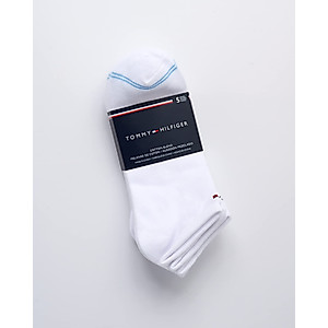 Tommy Hilfiger Men's 5 Pair Casual Liner Sockshosiery, white, Shoe Size 7-12