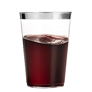 700 Piece Plastic Silver Dinnerware Set - 200 Rim Plates - 300 Silverware - 100 Cups - 100 Linen Like Silver Napkins, 100 Guest Disposable Dinnerware Set