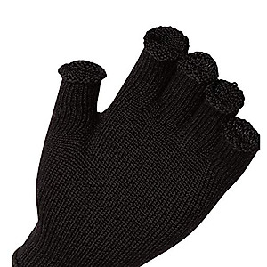 SEALSKINZ Unisex Merino Fingerless Glove Liner, Black,