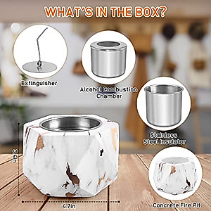 Icnice Concrete Tabletop Fire Pit, Portable Concrete Fire Pit, Ethanol Fire Pit Table Top Firepit, Fire Bowl, Mini Personal Fireplace for Indoor & Garden - Bio Ethanol Fuel