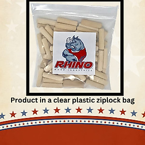 100 Pack 1/4" x 2" Wooden Dowel Pins Wood Kiln Dried Fluted and Beveled, Made of Hardwood