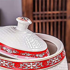 Food Dispenser Retro Ceramic Rice Bucket Cereal Storage Container Chinese Porcelain Grain Dispenser Suitable for Flour, Sugar, Coffee, Rice, Nuts, Snacks, Pet Food, Tea (Size : 12.5kg/27.5lbs)