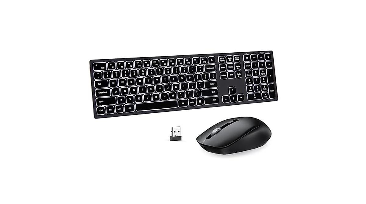 Wireless Backlit Keyboard and Mouse Combo - Rechargeable & Silent ...