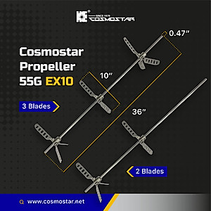Cosmostar Stainless Steel Mixing Expandable Blade 55 Gallon Paint Mixer Stirring Propeller Tools for Paint Epoxy, Resin, Silicone Stirrer Paddle with ⌀0.47” Shaft Rod, Expandable ⌀ 10 in. (3 Blades)
