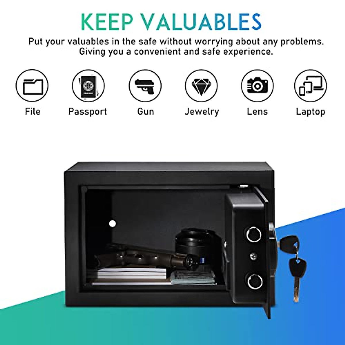 RPNB Deluxe Safe and Lock Box,Money Box,Digital Keypad Safe Box,Steel Alloy Drop Safe, Keypad Lock,Perfect for Home Office Hotel Business Jewelry Gun Cash Use Storage