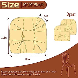 Focuprodu Set of 2 Outdoor Chair Cushions 19x19 Thickened and Durable Patio Furniture Cushions, All-Weather Wicker Chair Cushions for Outdoor/Indoor Use (Coffee)