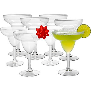 D'Eco Unbreakable 12 oz Margarita Glasses (Set of 8) - Reusable Shatterproof Tequila & Spicy Margarita Glassware - Perfect for Hosting & Entertaining Parties- Mixed Drink & Frozen Cocktail Glasses Set