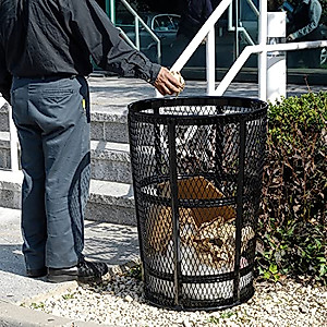 Global Industrial Outdoor Metal Trash Container Black, 48 Gallon