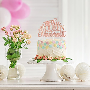 RLXPT She Mastered That Cake Topper, This Queen Mastered It Cake Decorations, Master Degree Survivor, Class of 2025 Graduation Party Decorations