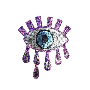 Sequin Big Eye Rose English Letter Embroidery Appliques Ironing Sewing Patches DIY Clothing Decoration 5 Pcs