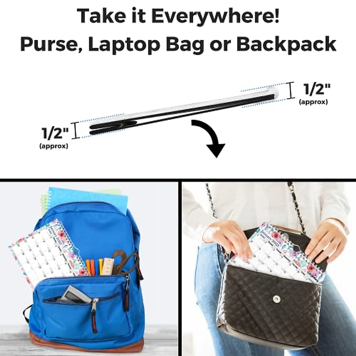 CRANBURY Small Wall Calendar 2023 - (8x6", Floral) Use to Dec 2023, Mini Wall Calendar 2023, Spiral Flip Calendar, 6x8 Bulletin Board Calender, Includes Stickers