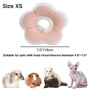 Adjustable Rabbit Protection Cone Collar - Soft Waterproof Recovery Collar for Bunny Chinchilla Guinea Pig Kitten After Surgery Wound Healing Elizabeth Neck Cone E-Collar for Small Pets (Pink, XS)