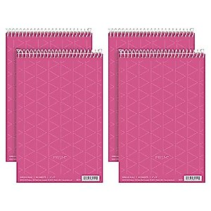 TOPS Prism Steno Books, 6" x 9", Gregg Rule, Pink Paper, Perforated, 80 Sheets, 4 Pack (80254)