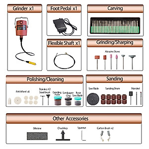 TUNTROL 560W Flex Shaft Rotary Tool with 1/4" Chuck & Stepless Foot Pedal Control, Hanging Grinder Carver Electric Multi-function Metalworking Tools Repair Kit