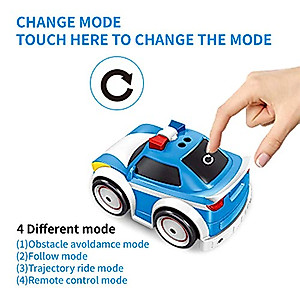 tonason Remote Control Police Toy Car Cartoon Car 2.4GHz Motion Gravity Four Modes with Obstacle Avoidance and Gravity Sensors