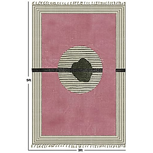 Casavani Indian Handmade Pink, Black Solid Area Rug Boho Kilim Flat Weave Indoor Hall Room Decor Carpet Throw Rug Boho Rugs for Bedroom Living Room Bathroom Balcony 2.6x8 Feet Runner
