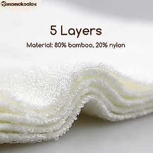 Mama Koala 2.0 Baby Cloth Diapers with 6 Inserts Bundle(Seashore), with 5-Layer Bamboo(No Microfiber) Inserts, 6pcs