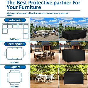 Wanocean Patio Furniture Covers,Rectangular Outdoor Furniture Cover Waterproof with Storage Bag,Outdoor Dining Table Chair Set Cover,Heavy Duty for Deck, Lawn and Backyard(137"L x 102"W x 35"H)