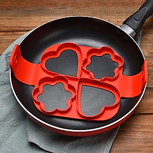 Kitchtic Silicone Pancake Molds - Mini Shaper Pancakes, Non-Stick & Easy Release - Safe for Oven, Microwave & Dishwasher - Kitchen Baking Accessories - Fun And Unique Shapes