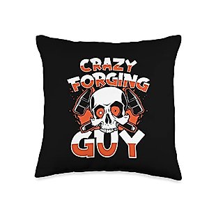 Forging Tools Equipment Kit Gifts For Beginners Crazy Guy Anvil Hobby Legend Forging Blacksmith Throw Pillow, 16x16, Multicolor