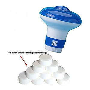 ATIE Floating 1" Mini Small Chlorine Tablet Dispenser with Built-in Floating Thermometer for Pool, Spa, Hot Tub, Fountain, Perfect for Inflatable Above-Ground Pools