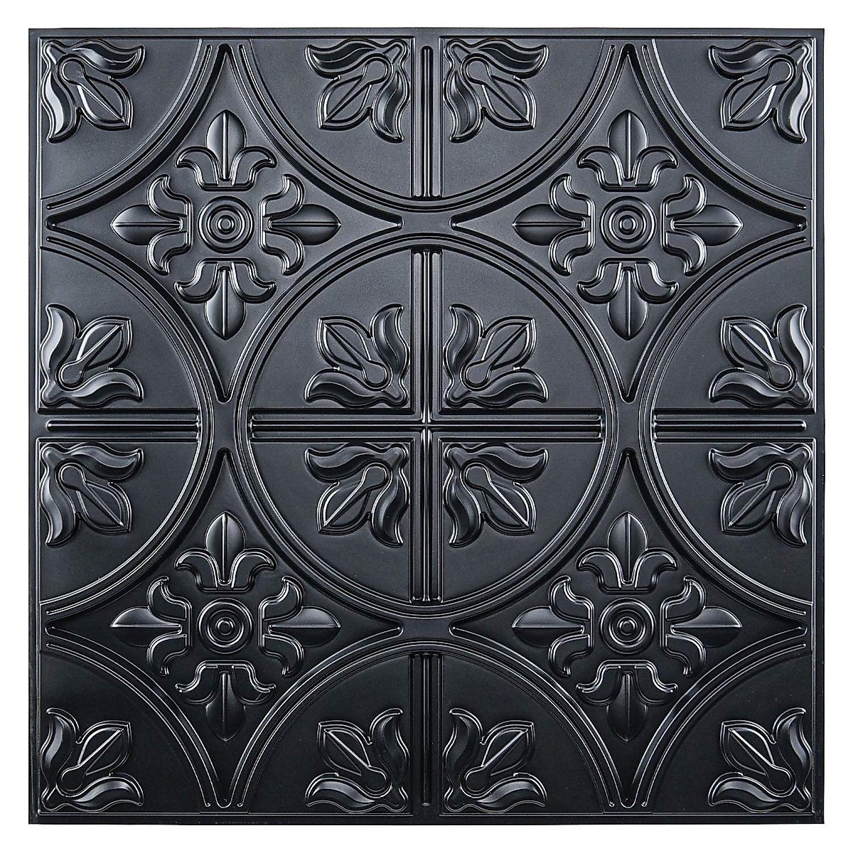 Art3d Drop Ceiling Tiles 2x2, Glue-up Ceiling Panel, Fancy Classic Style in Black
