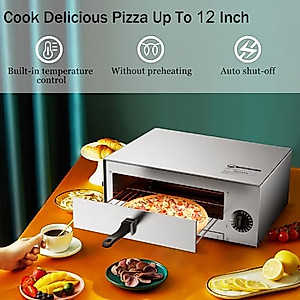 Goplus Electric Pizza Oven Stainless Steel Pizza Baker for Kitchen Commercial Use, Snack Oven