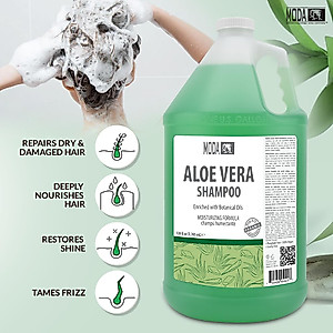 MODA - Moisturizing Shampoo for All Hair Types, Aloe Vera, 128 Oz, Professional - Deeply Cleanses and Conditions, Strengthens, Restores and Shine your Hair