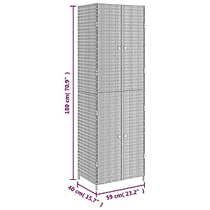 loibinfen Outdoor Garden Storage Cabinet, Large Patio Storage Cabinet Garden Storage Container for Lawn Backyard, Gray 23.2"x15.7"x70.9" Poly Rattan