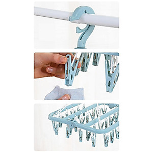 Clothes Drying Rack with 32 Clips, Underwear Hanger with Clips, Laundry Drying Rack Folding Sock and Underwear Hanger, Swivel Clothes Drying Clip, for Socks, Bras, Lingerie, Clothes