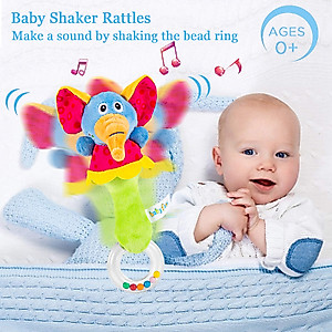 4 Plush Baby Soft Rattle Toys,Fabric Ring Rattles Shaker,Infant Handbells Early Development Hand Grab Sensory Toys,Stuffed Animal for 6 9 12 Months and Newborn Toddler Boy Girl Birthday Gifts