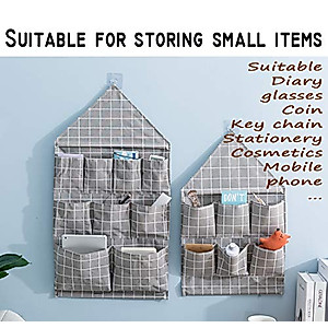 AARAINBOW Over The Door Storage Pockets,Hanging Storage Bags Organizer Linen Cotton Fabric Wall Door Closet 9 Pockets Home Organizer for Bedroom & Bathroom (B-Gray, 9 Pocket)