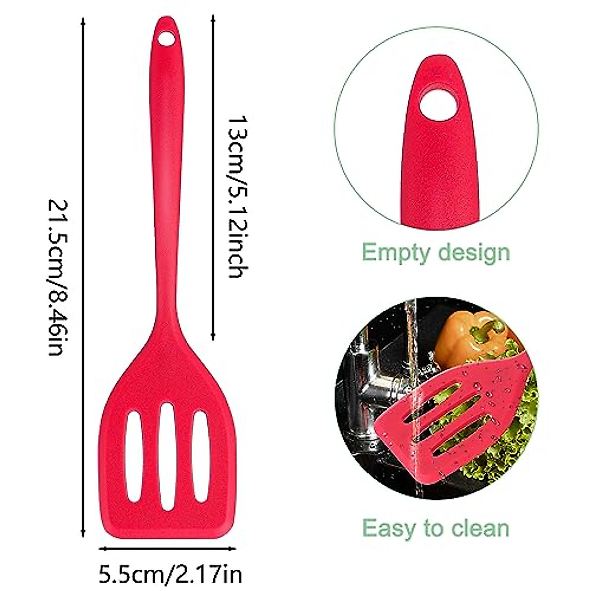 WLLHYF 2 Pack Small Silicone Turners Non Stick Slotted Kitchen Spatulas High Heat Resistant Cooking Utensils Ideal Cookware for Fish, Eggs, Pancakes