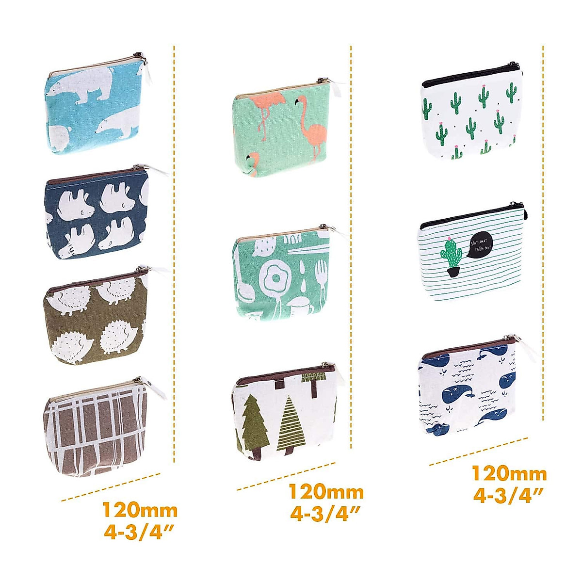 Small Coin Purse, Selizo 10 Pcs Canvas Zipper Change Purse Small Zipper Pouch, assorted colors