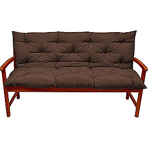 QIQIQ Bench Cushion Replacement 2 or 3 Seat Waterproof Non-Slip Backrest Mat Outdoor Lounger Garden Patio Swing, Brown, 1 Count (Pack of 1)