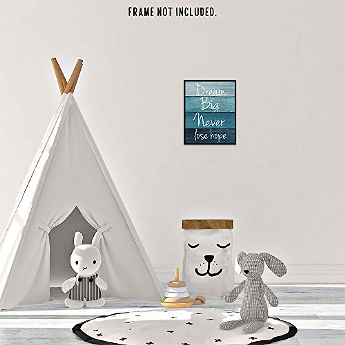 Farmhouse Inspirational Dream Big Never Lose Hope Prints, 1 (8x10) Unframed Photos, Wall Art Decor Gifts Under 15 for Home Office High School College Student Teacher Coach Positive Message Motivation