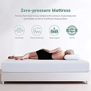 EGO White 8 Inch Queen Memory Foam Mattress, Gel Green Tea Mattress Bed in a Box, CertiPUR-US Certified, Double Mattress, 60"x80", Medium Firm